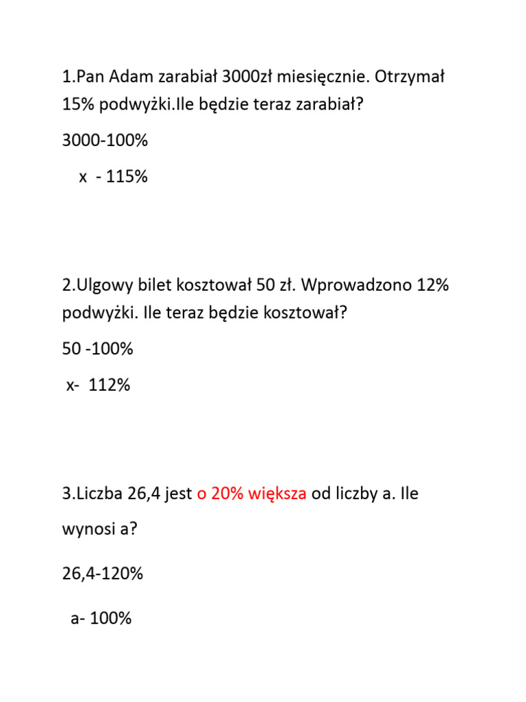 Matematyka Procenty Pdf