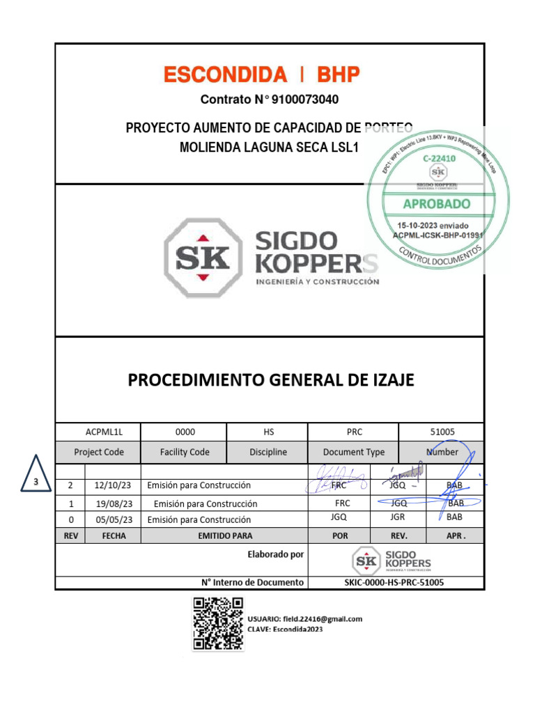 ACPML1L-0000-HS-PRC-51005 - 2 (PR Izaje Generales) | PDF
