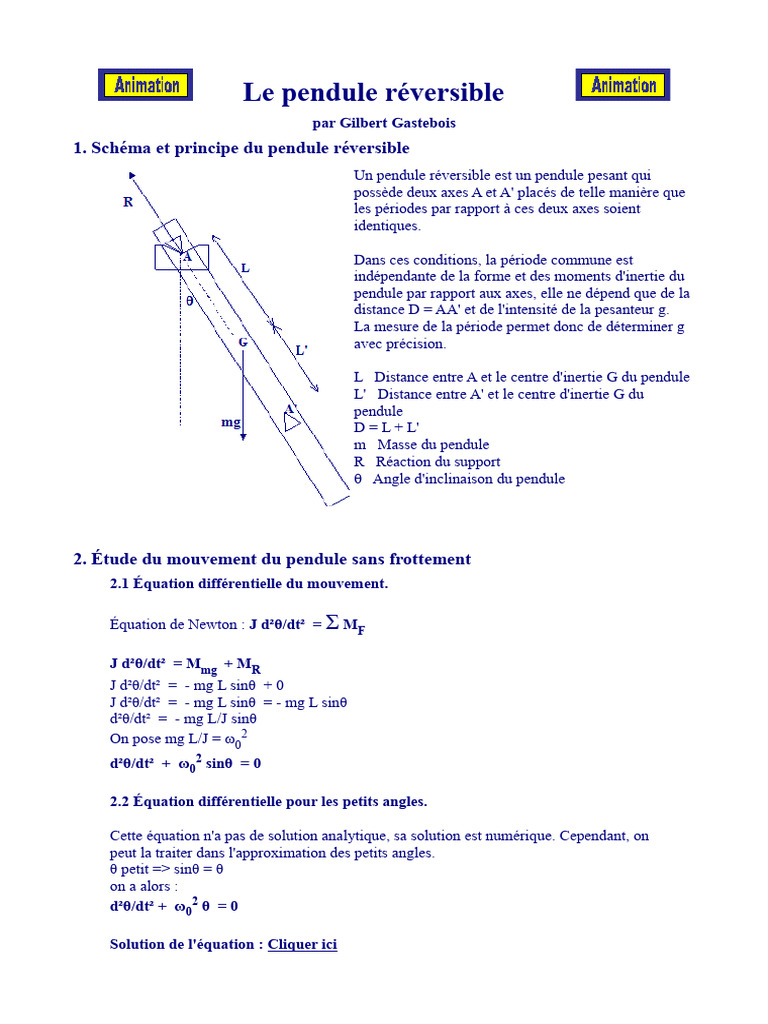 Le Pendule Réversible | PDF