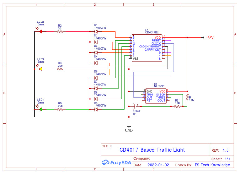 Schematic - Traffic Light Using CD4017 - 2022-01-02 | PDF