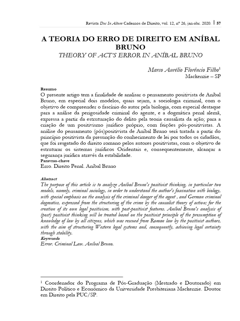 Erro de Direito em Aníbal Bruno | PDF | Direito Penal | Crimes