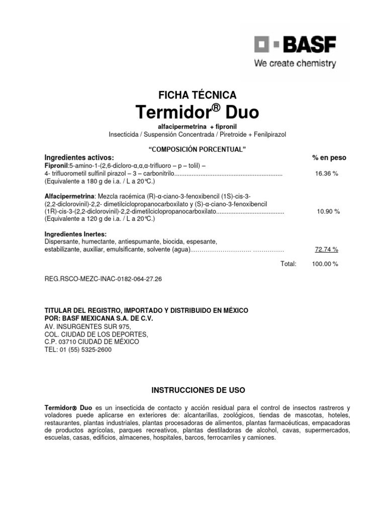 MX - Ficha Técnica - Termidor® Duo | PDF | Hexapoda | Insectos y humanos