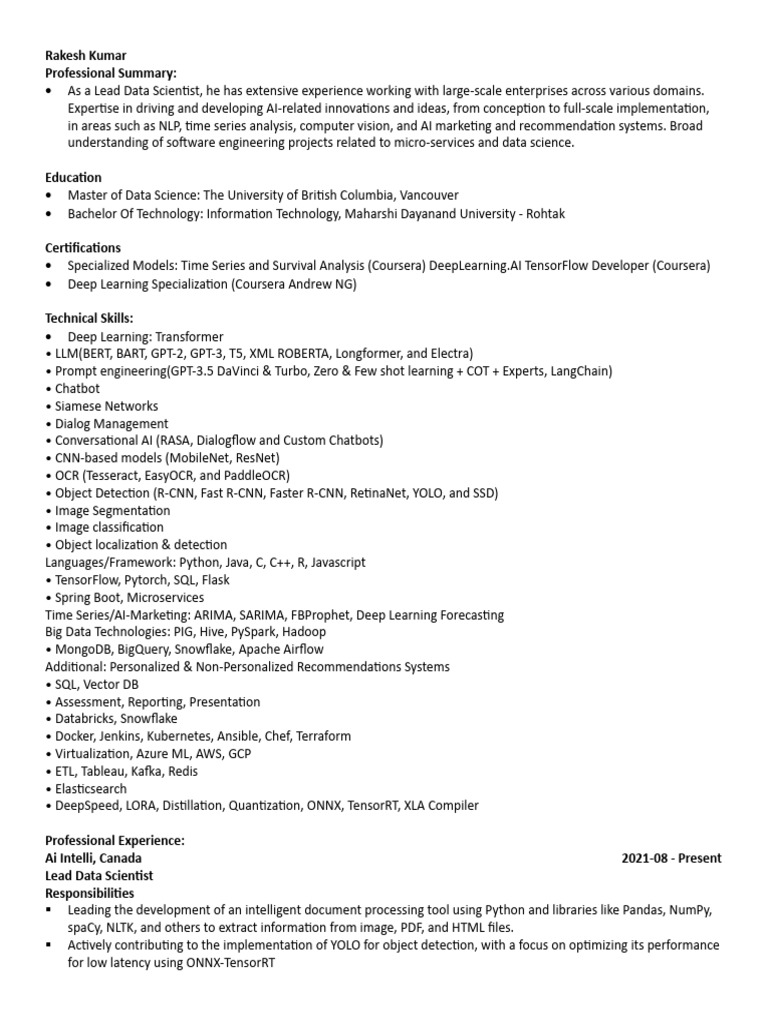 Rakesh Kumar - Data Scientist | PDF | Spring Framework | Software Development Process