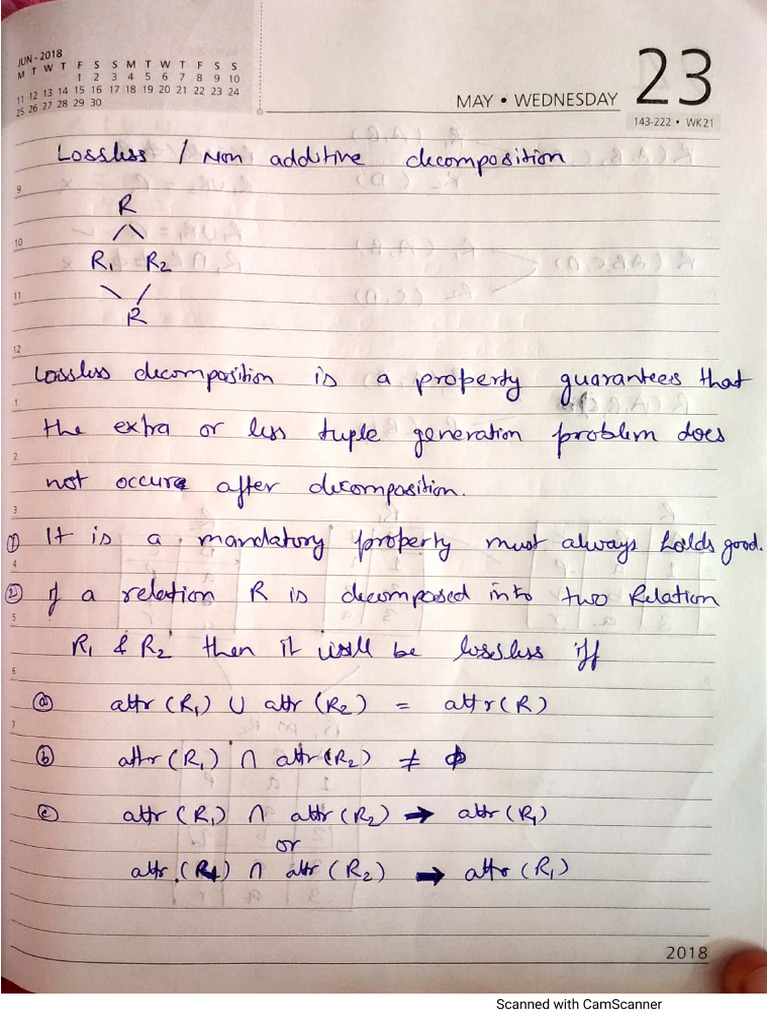 DBMS Unit 3 Lossless Decomposition Problem | PDF