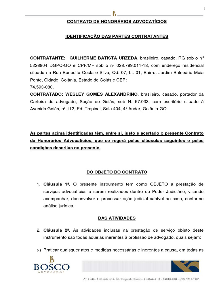 Contrato de Honorários | PDF | Advogado | Justiça