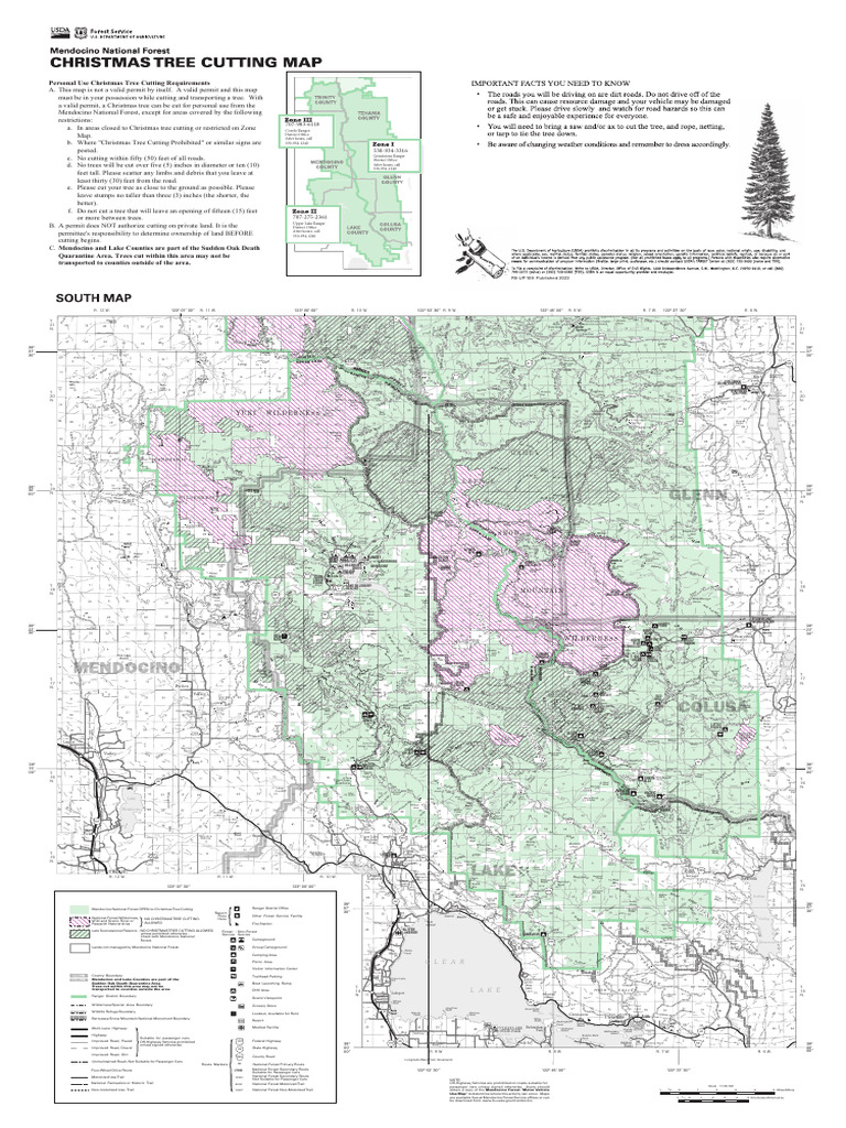 Mendocino NF Christmas Tree Cutting Map 060922 South | PDF | Plants | Trees
