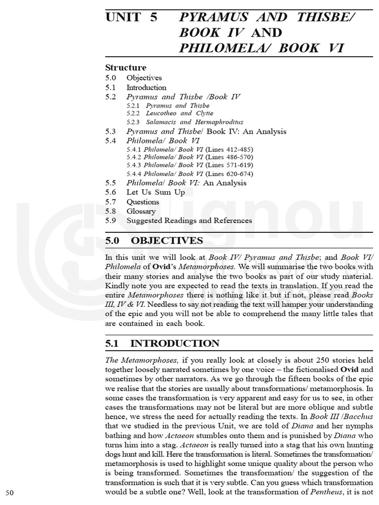 Analysis Pyramus and Thisbe | PDF