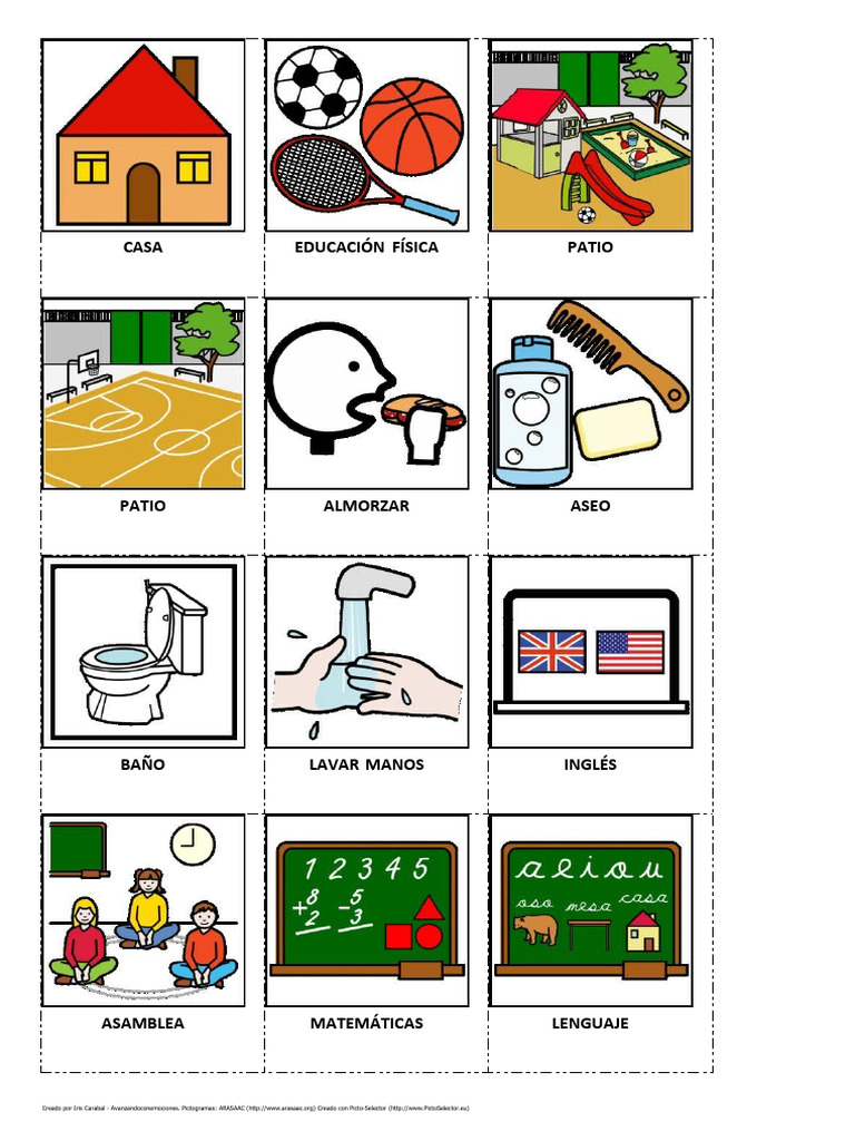 Pictogramas para la Escuela y Rutinas | PDF