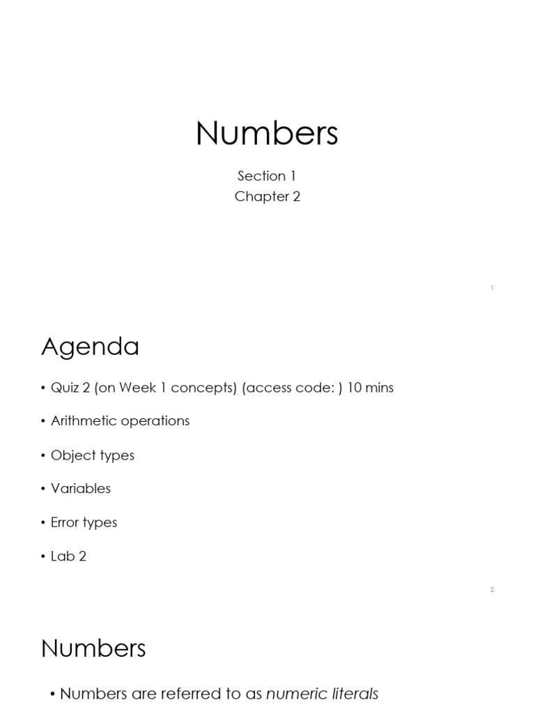 Slides 2 | PDF | Variable (Computer Science) | Integer (Computer Science)