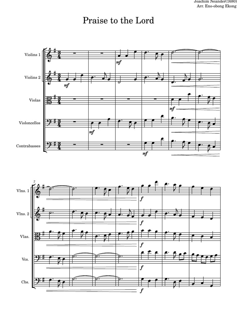 Praise To The Lord Arragement | PDF | Musical Instruments | Baroque Music
