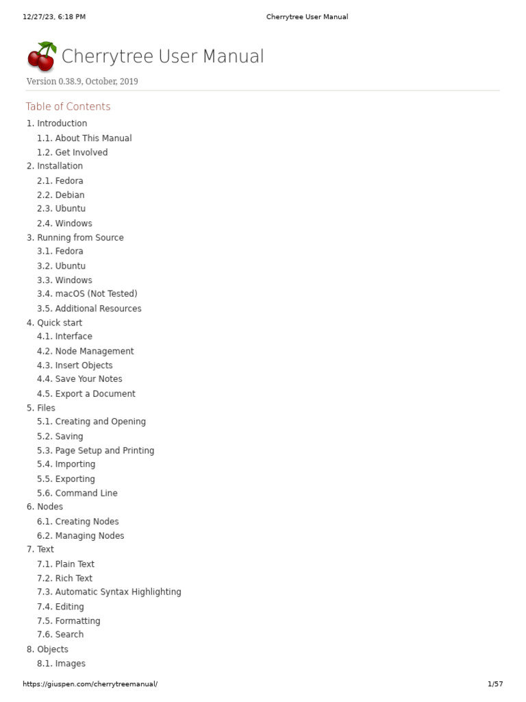 Cherrytree User Manual | Download Free PDF | Computer File | Installation (Computer Programs)