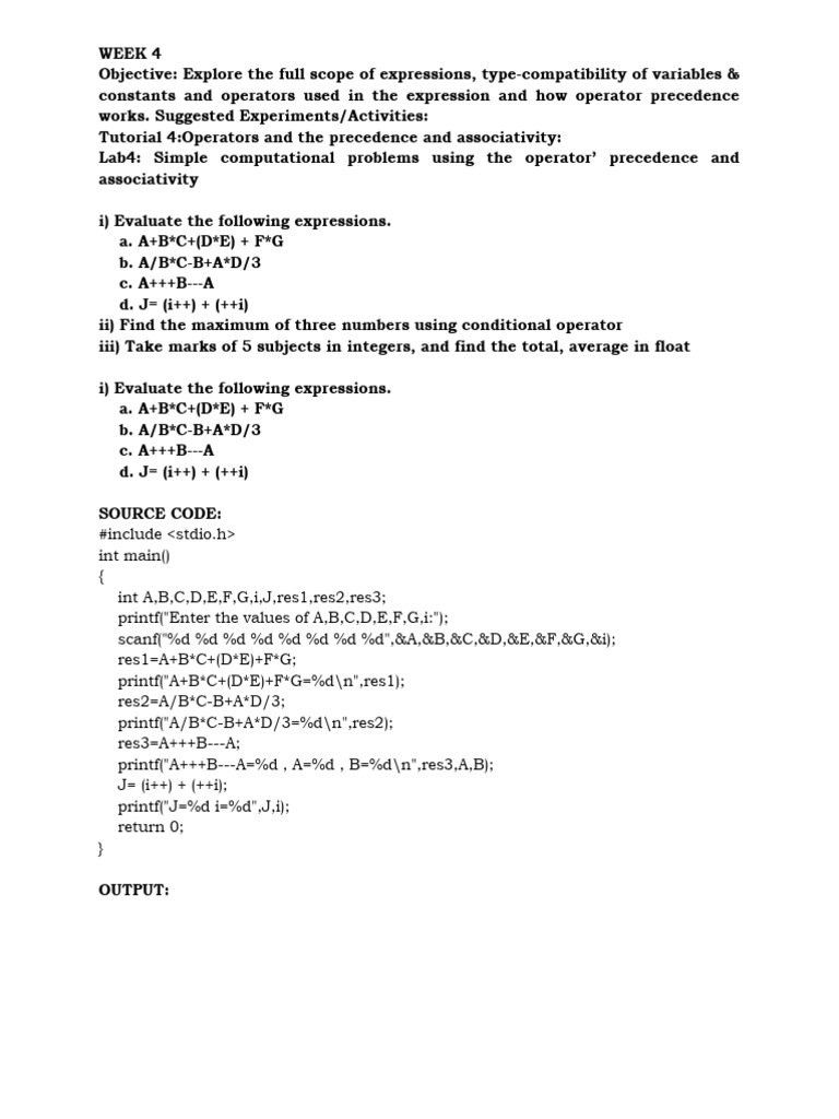 Expressions and Operators in C Programming | PDF