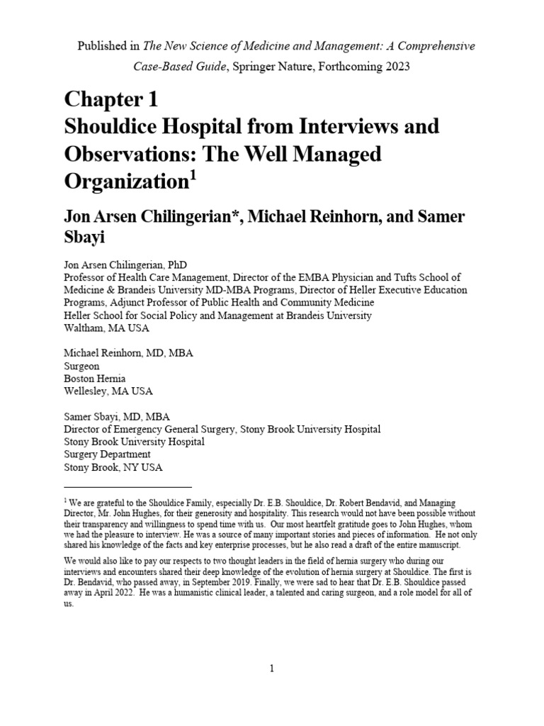 Shouldice Hospital Case | PDF