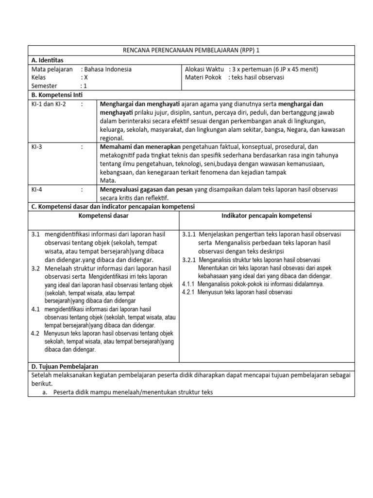 Rencana Perencanaan Pembelajaran | PDF