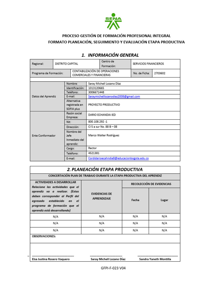 GFPI F 023 Parcial Contabilización | PDF