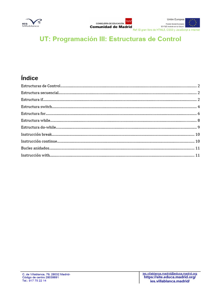 UT2 - Introducción A La Programación III | PDF | Flujo de control | Script Java