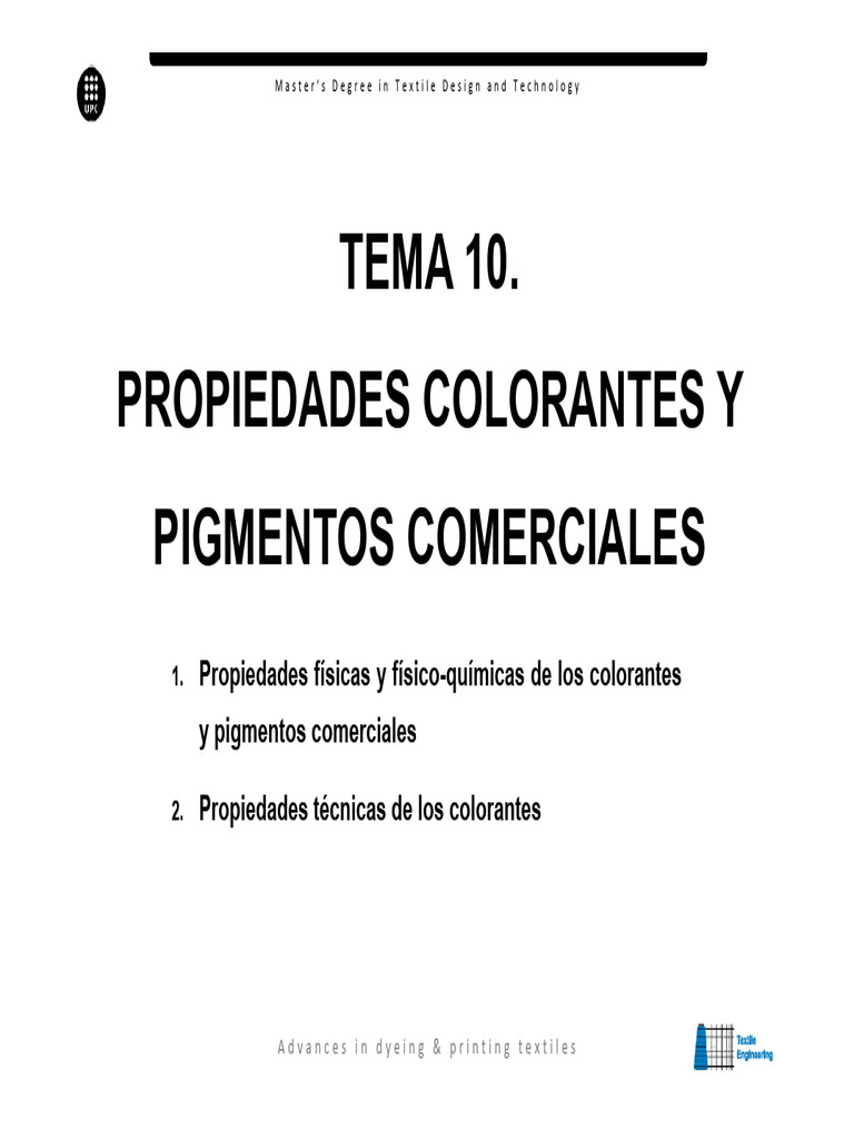 Tema 10 Propieaddes De Los Colorantes Pdf