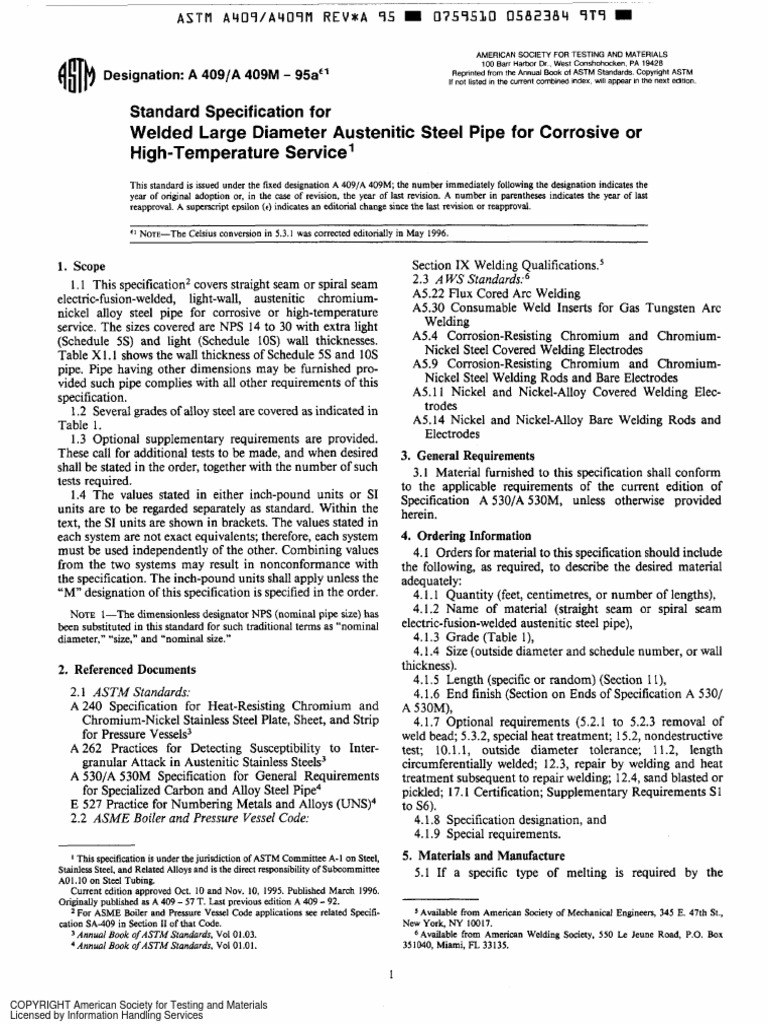 Astm A409 | PDF