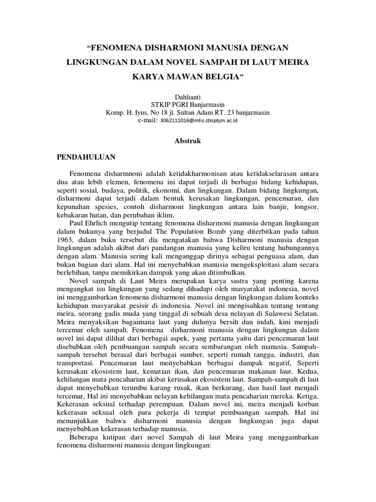 Artikel Dahlianti Novel Sampah Di Laut Meira | PDF Artikel Dahlianti Novel Sampah Di Laut Meira | PDF