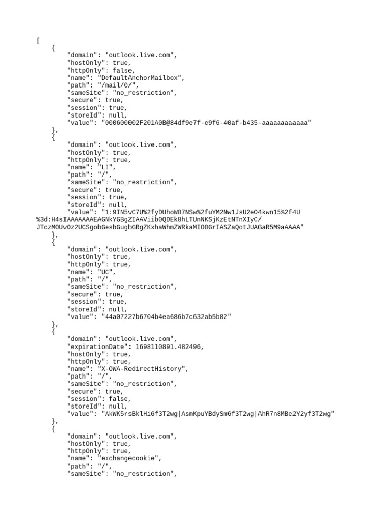 Cookies Outlook 100085193424054 | PDF | Http Cookie | Sql