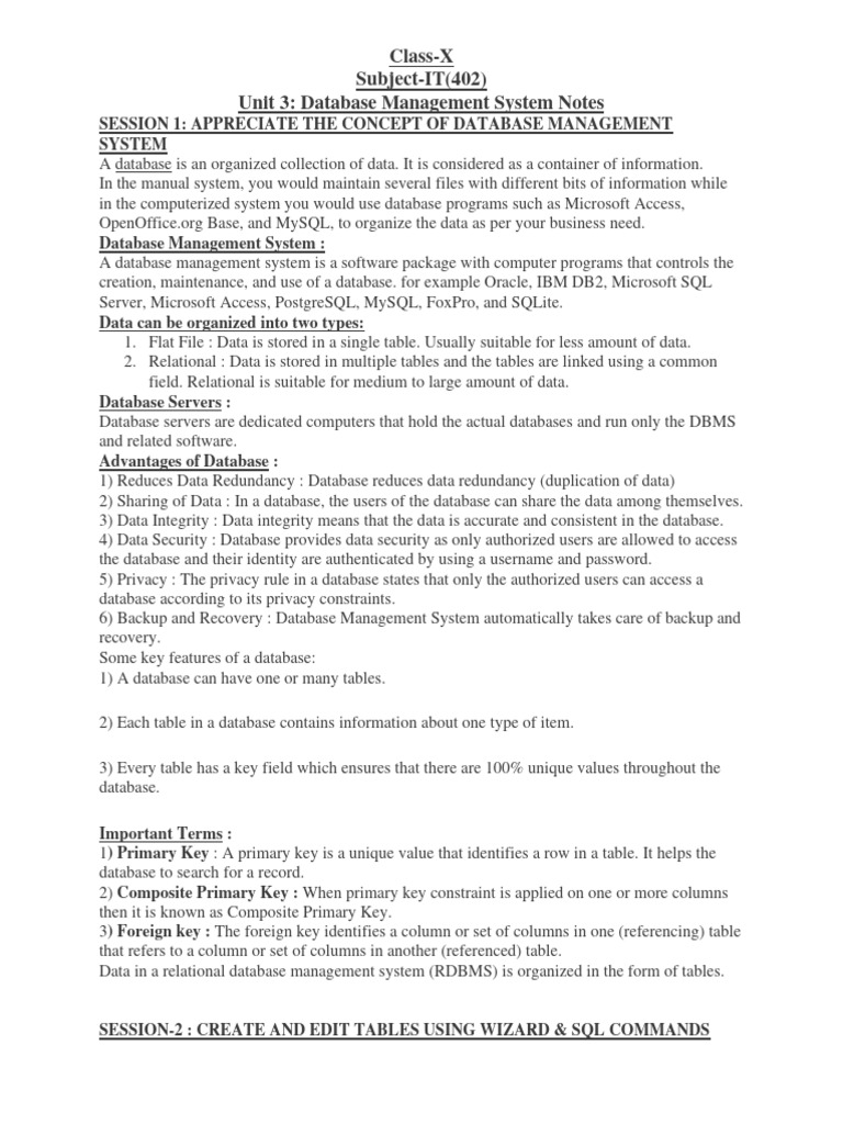 Unit 3 DBMS Notes | PDF | Relational Database | Databases Unit 3 DBMS Notes | PDF | Relational Database | Databases
