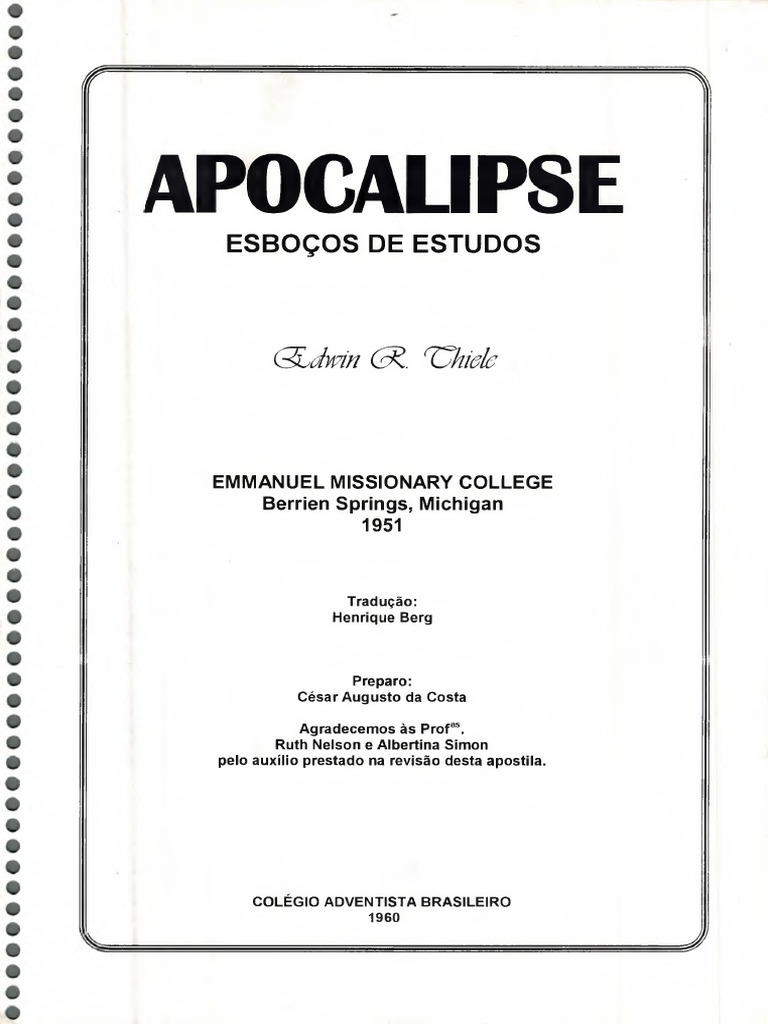 Edwin R Thiele - Apocalipse - Esboço de Estudos | PDF | Livro do ...