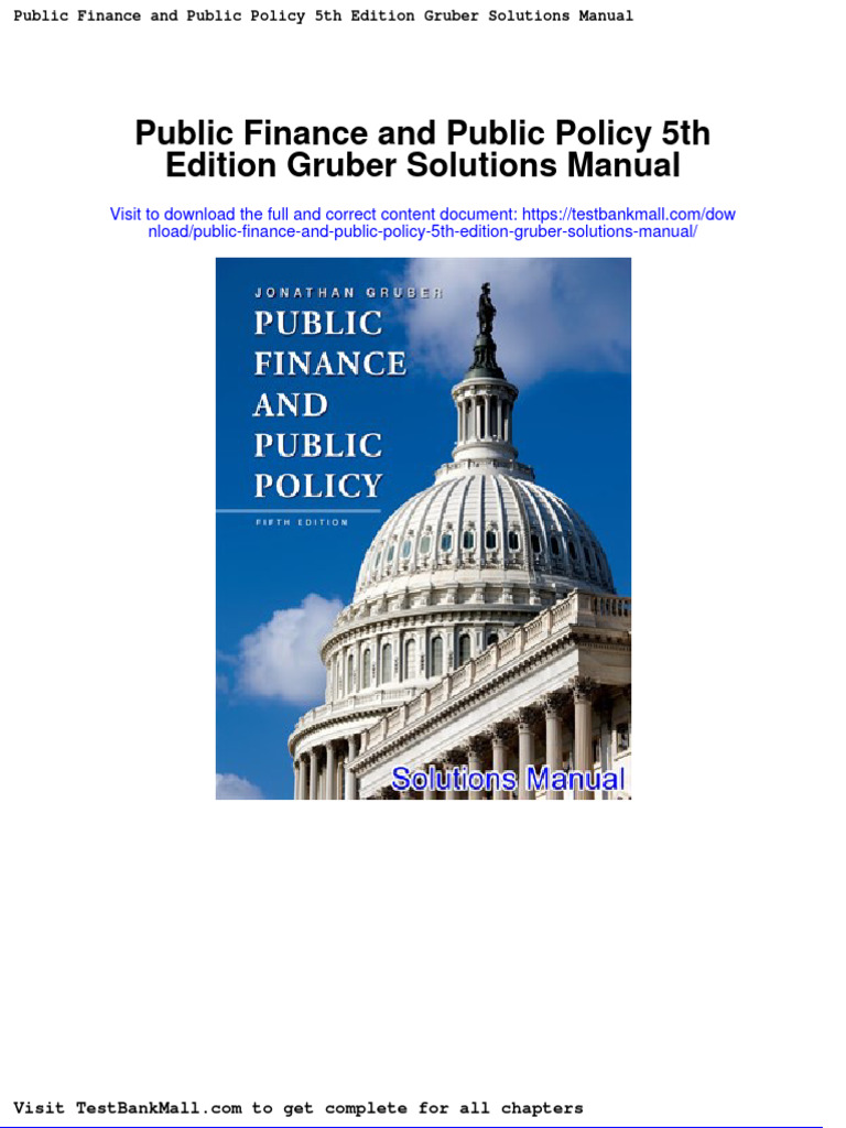 Public Finance and Public Policy 5th Edition Gruber Solutions Manual ...