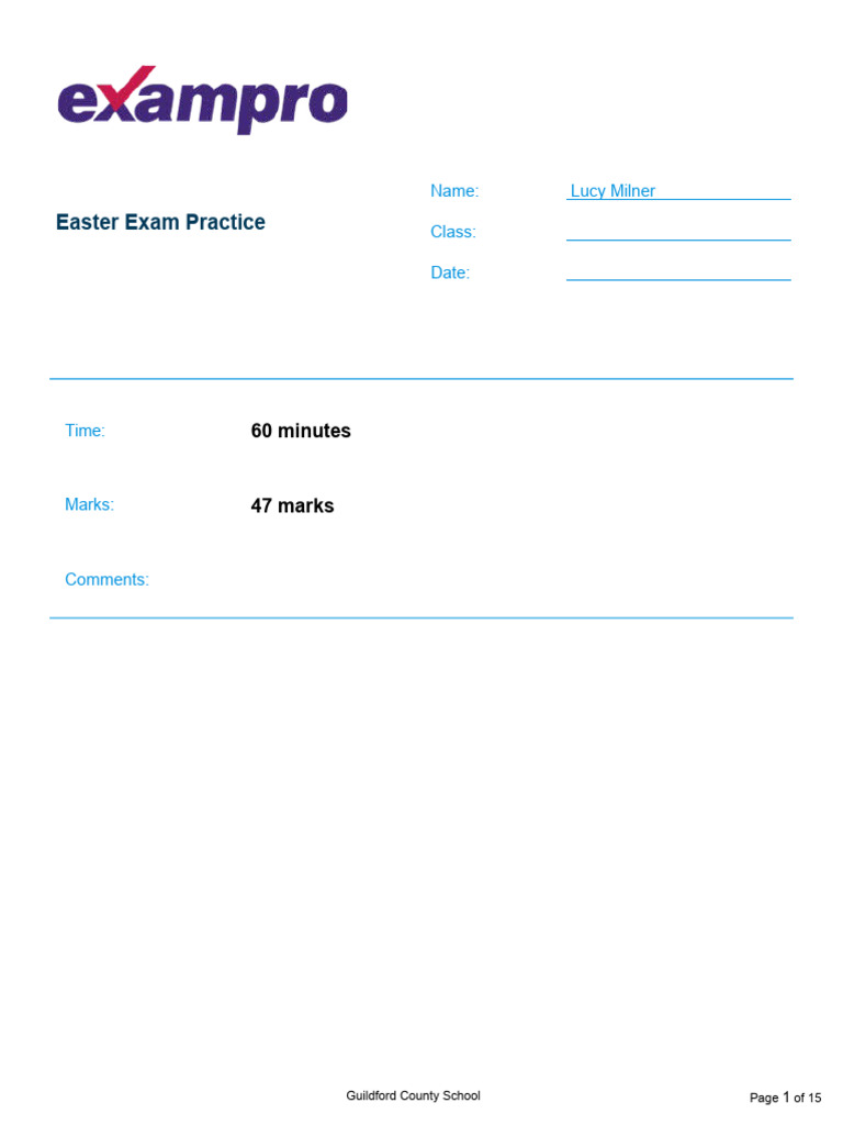 Easter Exam Practice Word No MS. | PDF | Attachment Theory ...