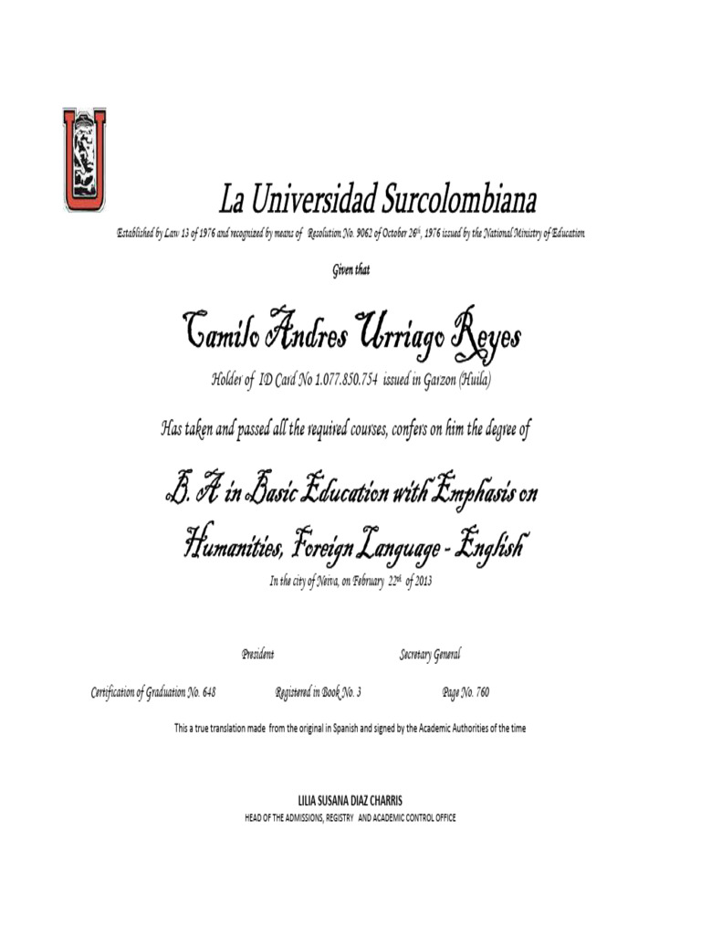 Diploma Le - 2003 - Camilo Urriago | PDF