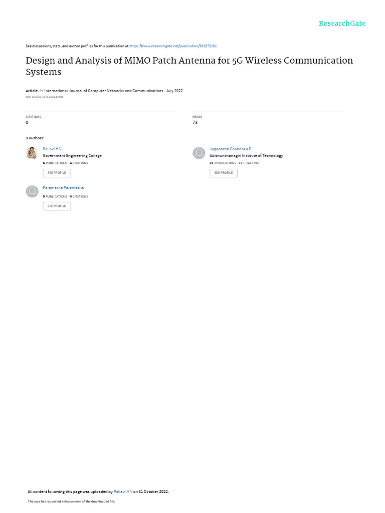 Design and Analysis of MIMO Patch Antenna For 5G W | PDF | Antenna ...