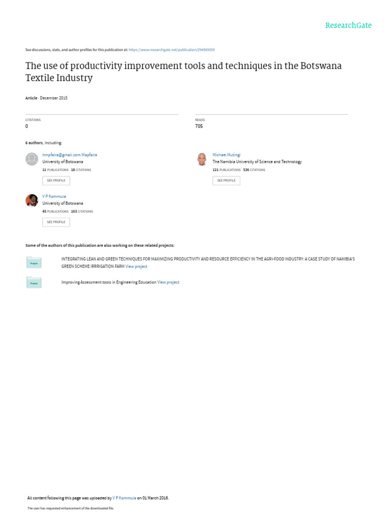 12.productivity Improvement Tools and Techniques | PDF | Survey ...
