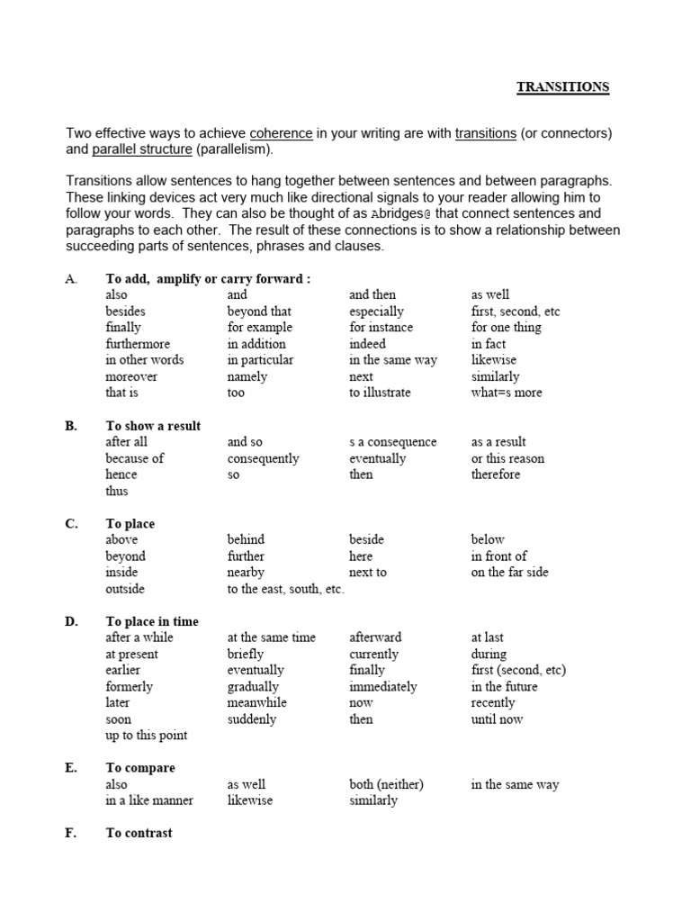 All Transitions | PDF | Sentence (Linguistics) | Linguistics
