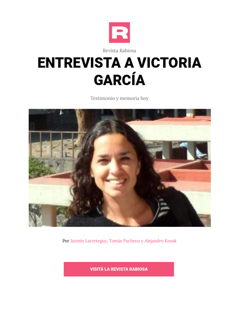 Entrevista A Victoria García (Completa) - Revista Rabiosa | PDF ...