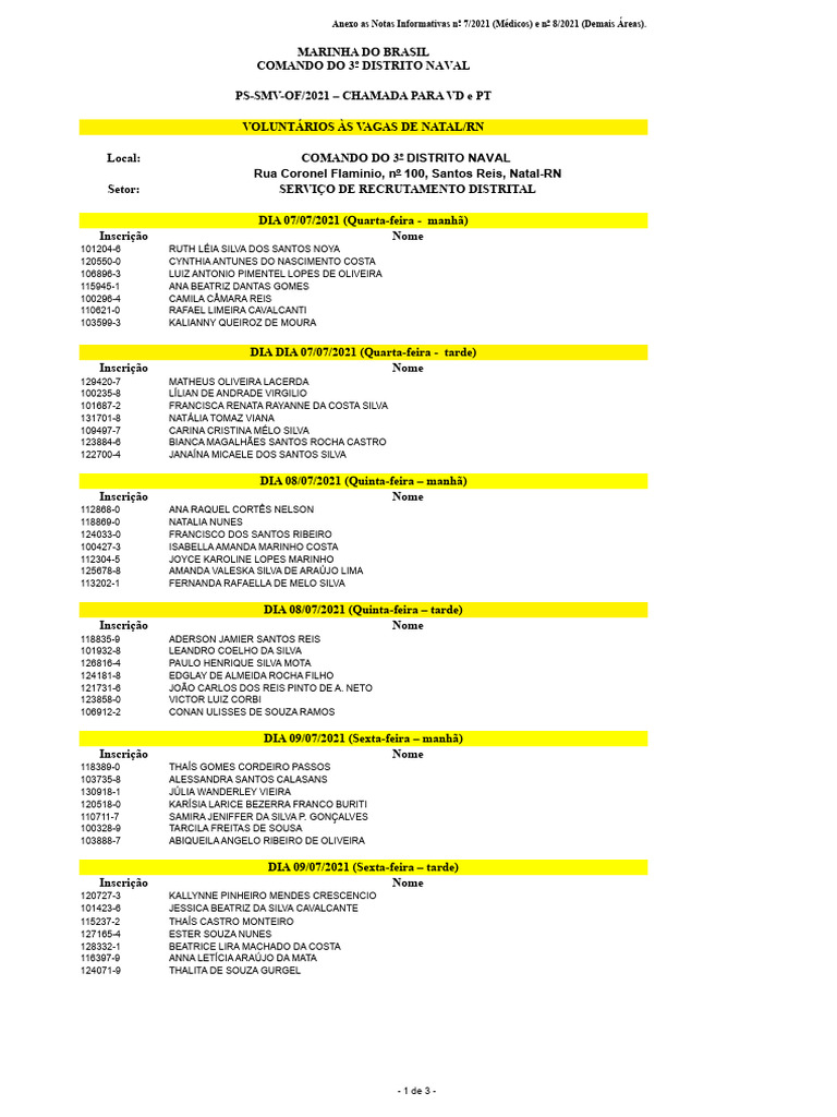 Anexo Ni - 07 - Chamada VD e PT | PDF