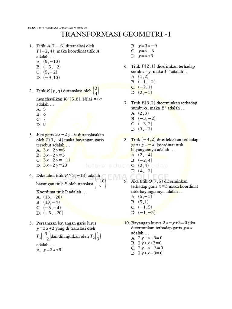 IX SMP TRANSFORMASI GEOMETRI 1 Fix | PDF