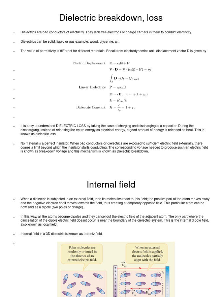 Dielectric Breakdown and Loss Explained | PDF | Dielectric ...