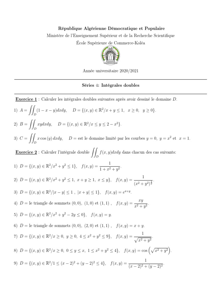 Intégrales Doubles | PDF | Mathématiques | Analyse mathématique