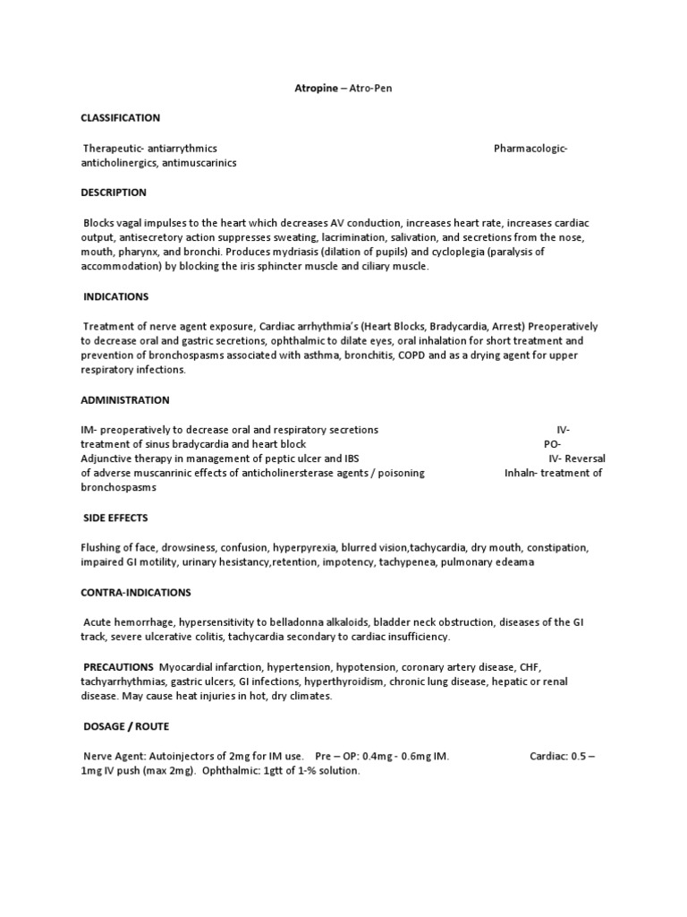 Atropine - Atro-Pen Classification | PDF | Wellness