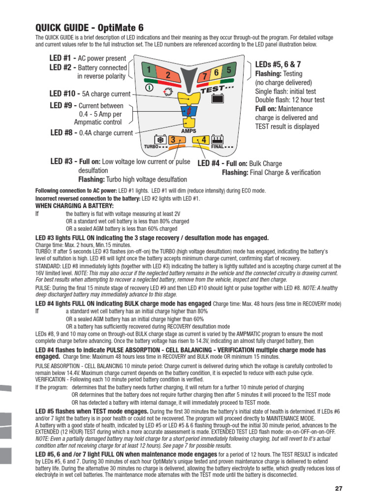 OptiMate6 QuickGuide | PDF