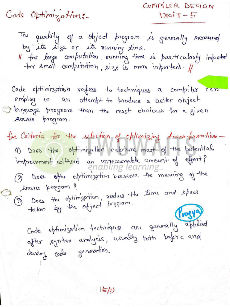 Compiler Design - Unit 5 | PDF