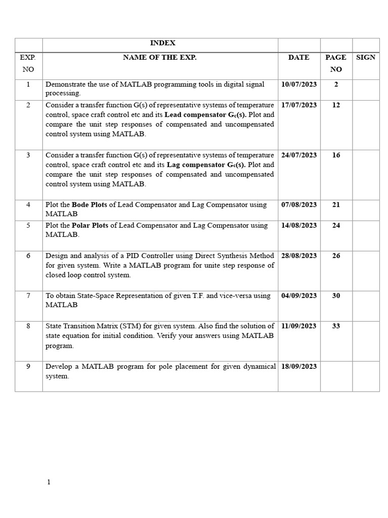CSD Practical Mannual | PDF | Control Theory | Cybernetics