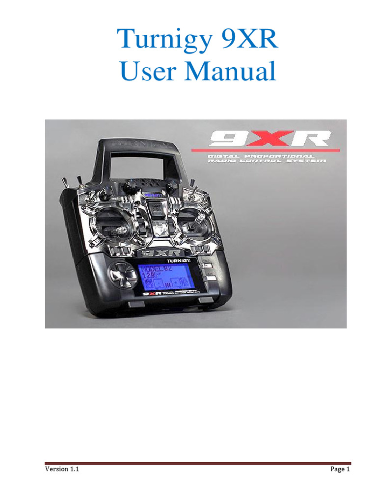 Turnigy 9XR Manual v1.1 | PDF | Menu (Computing) | Booting