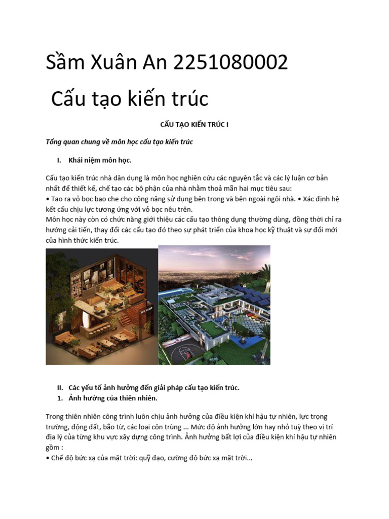 Sầm Xuân An 2251080002 Cấu tạo kiến trúc 1 | PDF