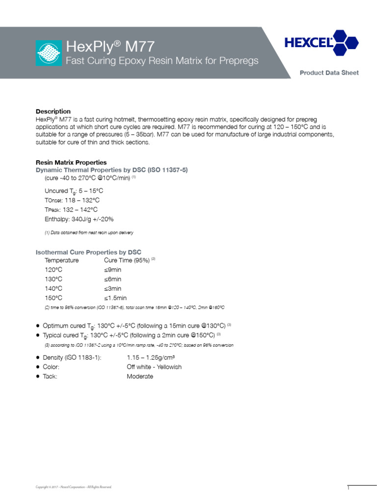 HexPly M77 EpoxyResin DataSheet | PDF | Differential Scanning ...