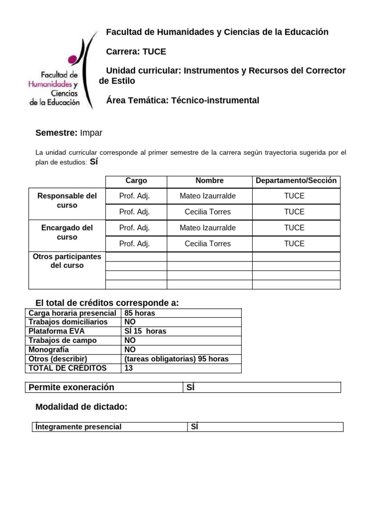 Prof. Adj. Mateo Izaurralde Tuce Prof. Adj. Cecilia Torres Tuce Prof ...