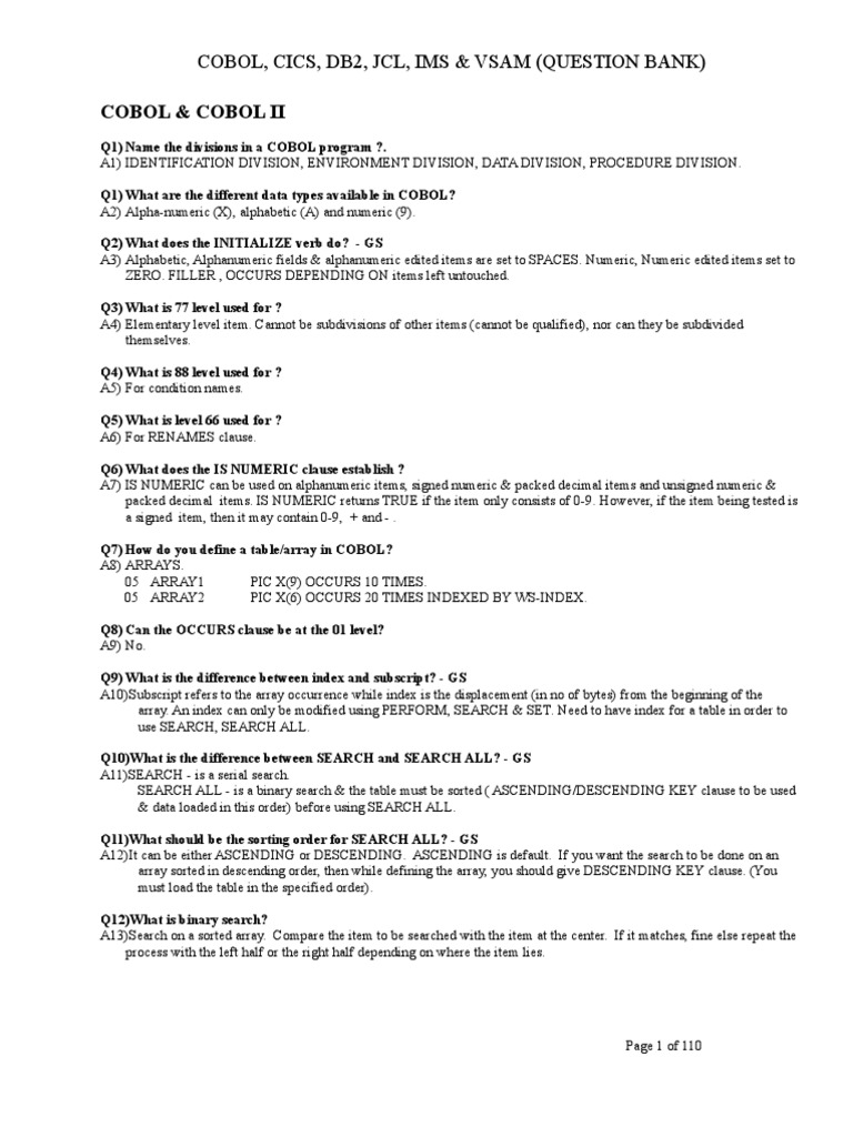COBOL Programming Question Bank Guide | PDF