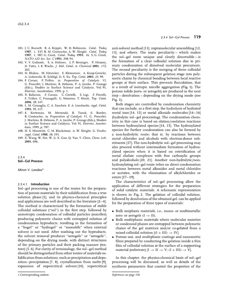 Sol-Gel Process for Catalytic Materials | PDF