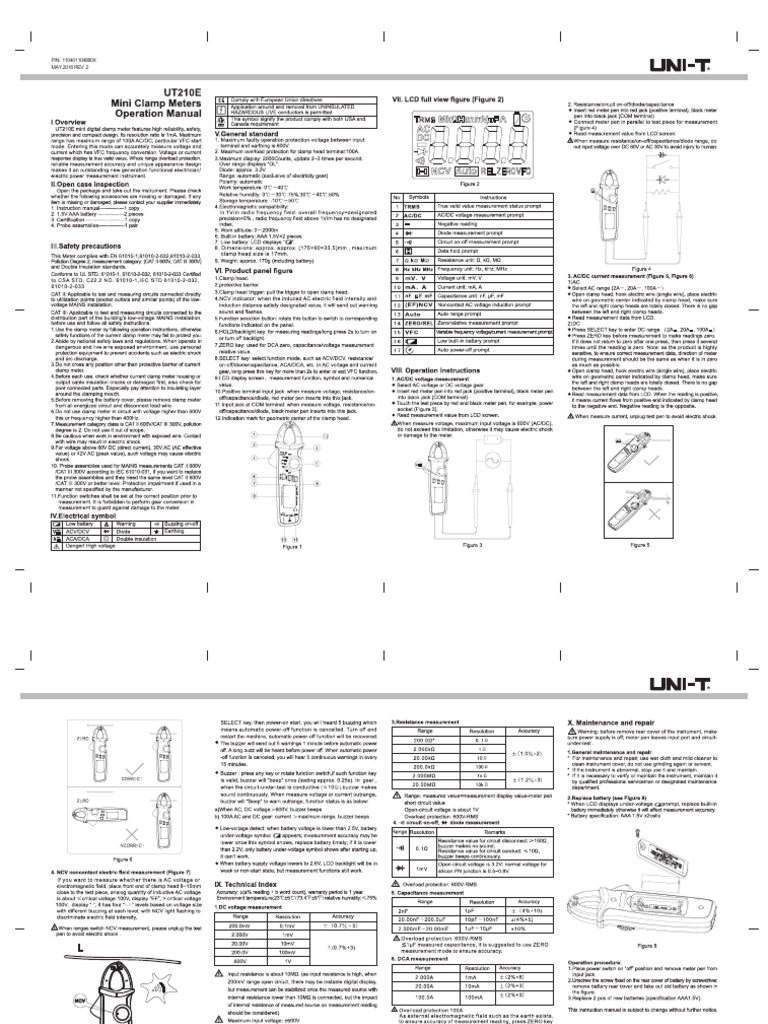 UT210E English Manual | PDF