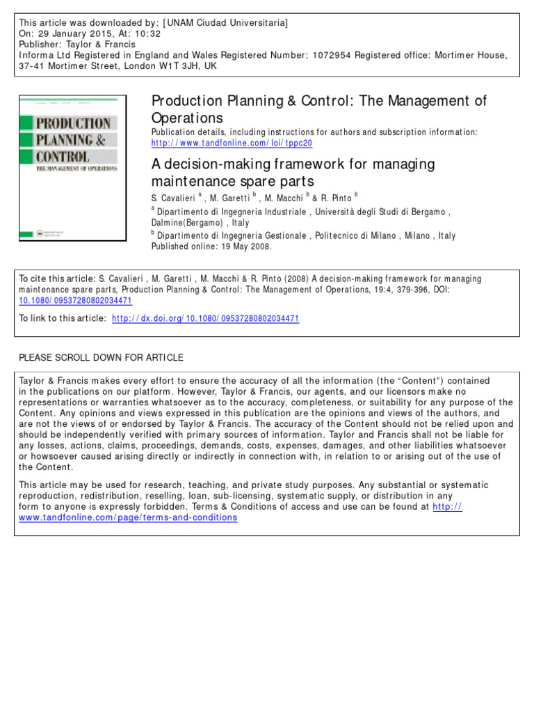 Framework for Spare Parts Management | PDF