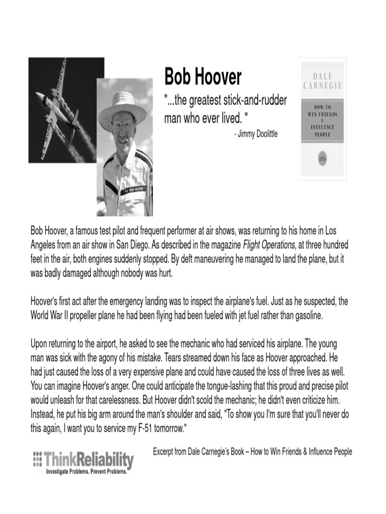 Bob Hoover Prevention Vs Blame ThinkReliability Example 2013 | PDF ...